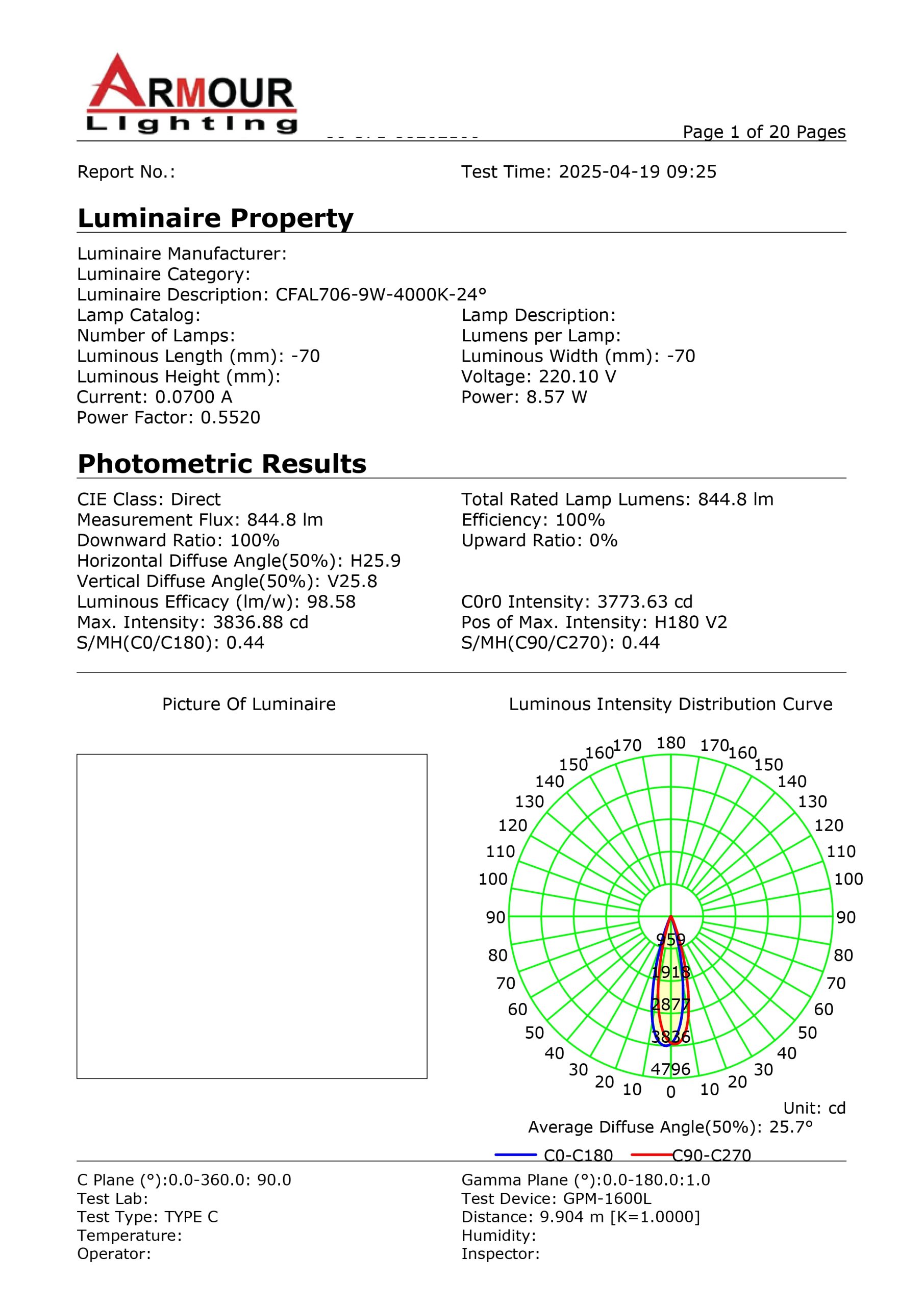Certificate - Armour Lighting